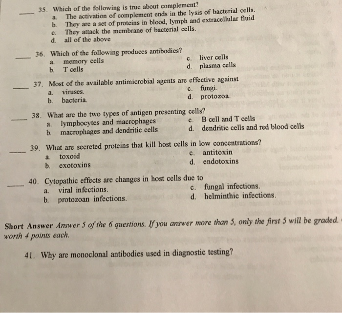 Solved 35. Which of the following is true about complement? | Chegg.com