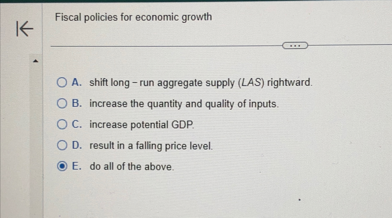 Solved Fiscal policies for economic growthA. ﻿shift long - | Chegg.com