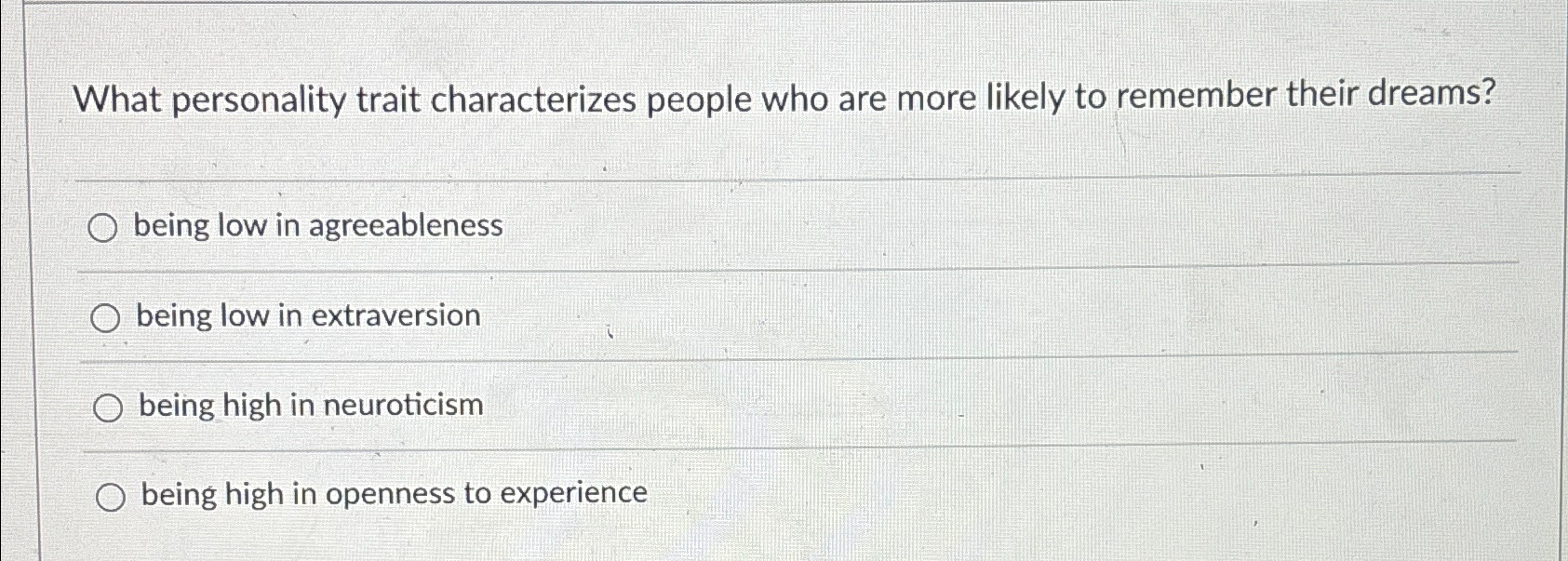 Solved What personality trait characterizes people who are | Chegg.com