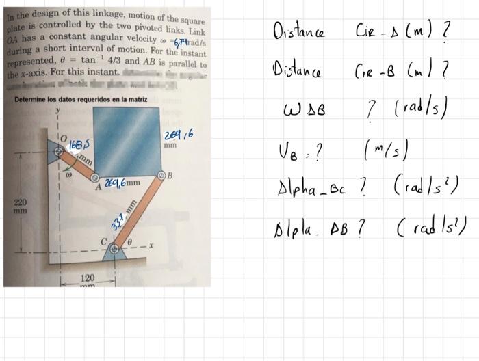 Solved In the design of this linkage, motion of the square | Chegg.com