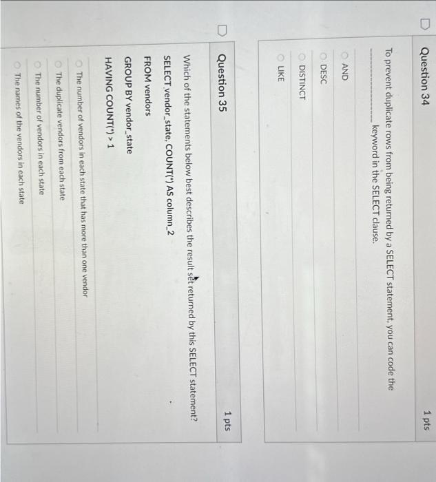 Solved Which of the following is true of the ORDER BY | Chegg.com