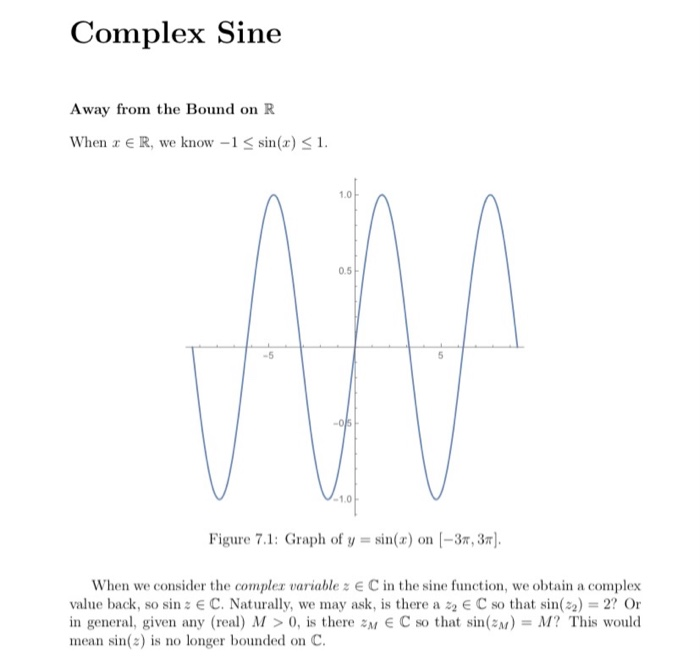 Solved Complex Sine Away from the Bound on R When x € R, we | Chegg.com