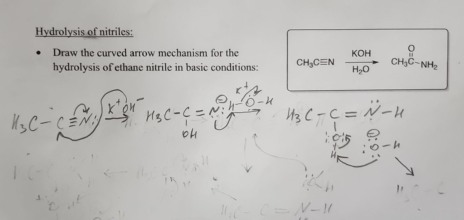 Solved Hydrolysis of nitriles: Draw the curved arrow | Chegg.com
