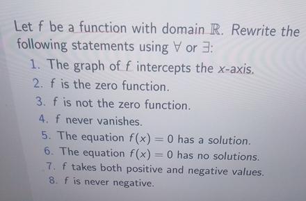 Solved Let f ﻿be a function with domain R. ﻿Rewrite the | Chegg.com
