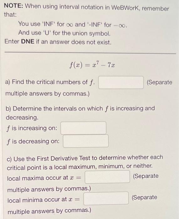 Solved NOTE: When using interval notation in WeBWorK, | Chegg.com