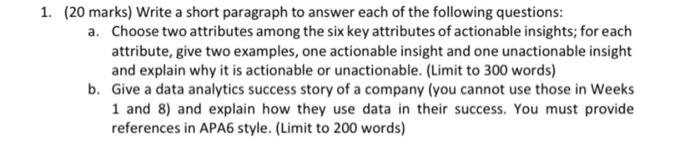 Solved 1. (20 marks) Write a short paragraph to answer each | Chegg.com