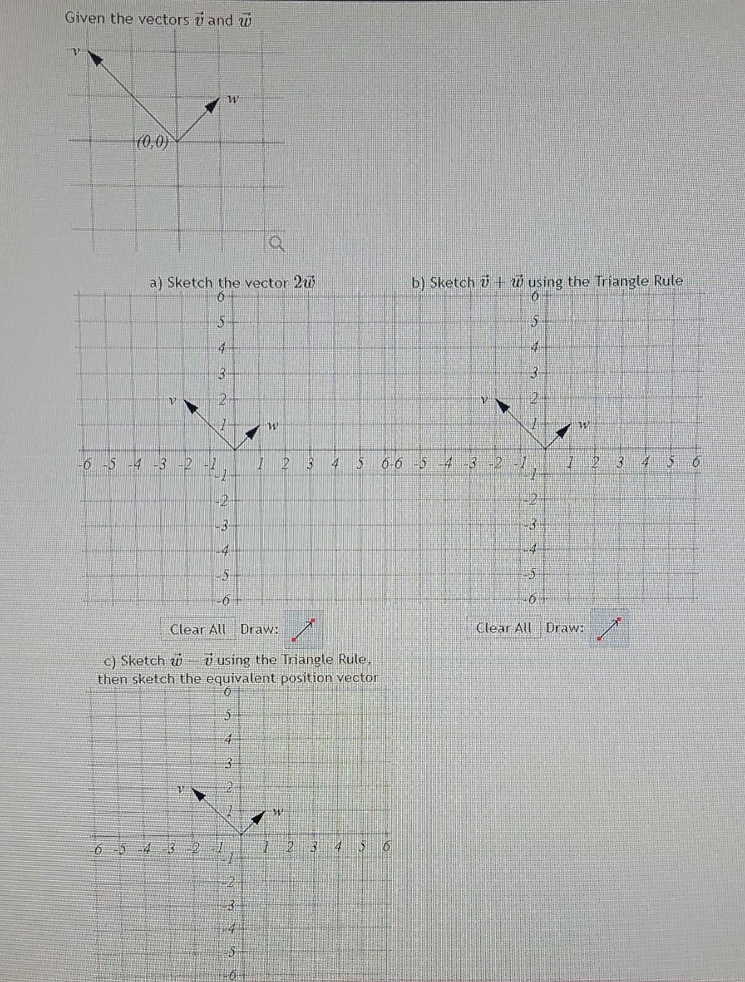 Solved Given the vectors v and w | Chegg.com