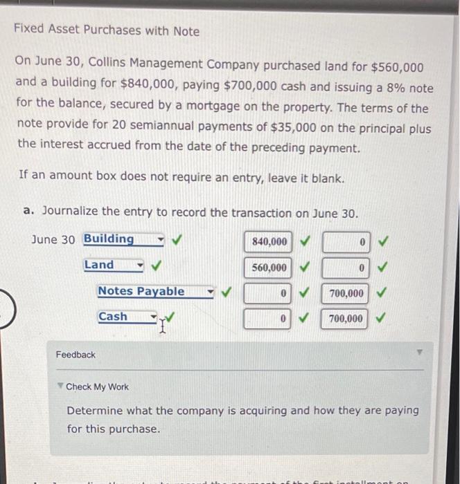 Solved Fixed Asset Purchases with Note On June 30, Collins | Chegg.com