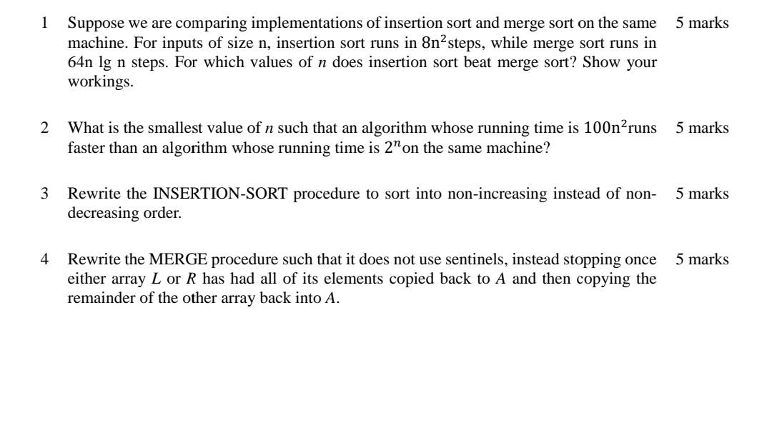 Solved 1 Suppose we are comparing implementations of | Chegg.com