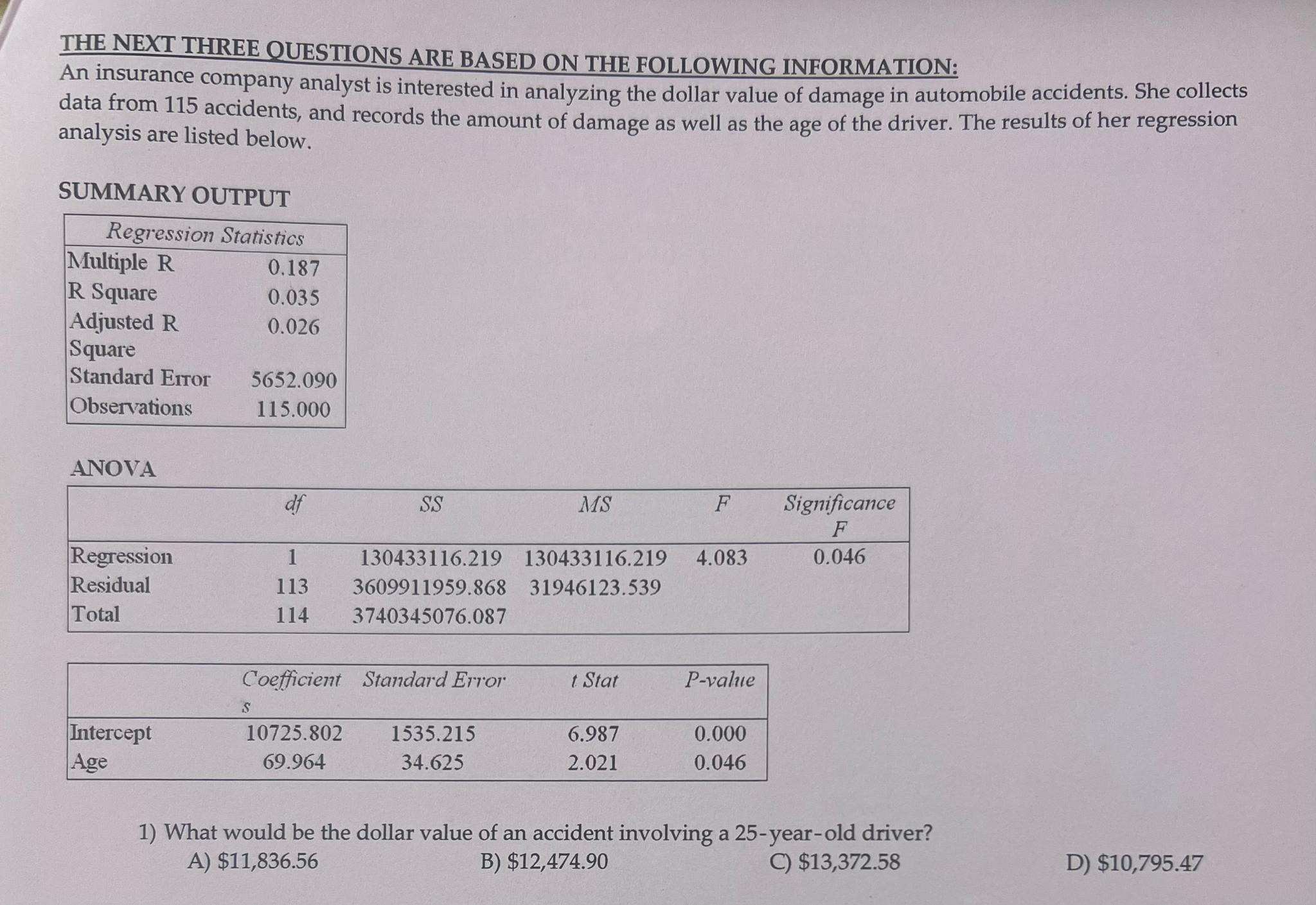 Solved THE NEXT THREE OUESTIONS ARE BASED ON THE FOLLOWING | Chegg.com