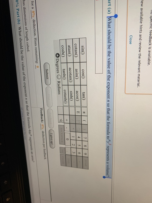 Solved Tu specific teedback is available. hew available | Chegg.com
