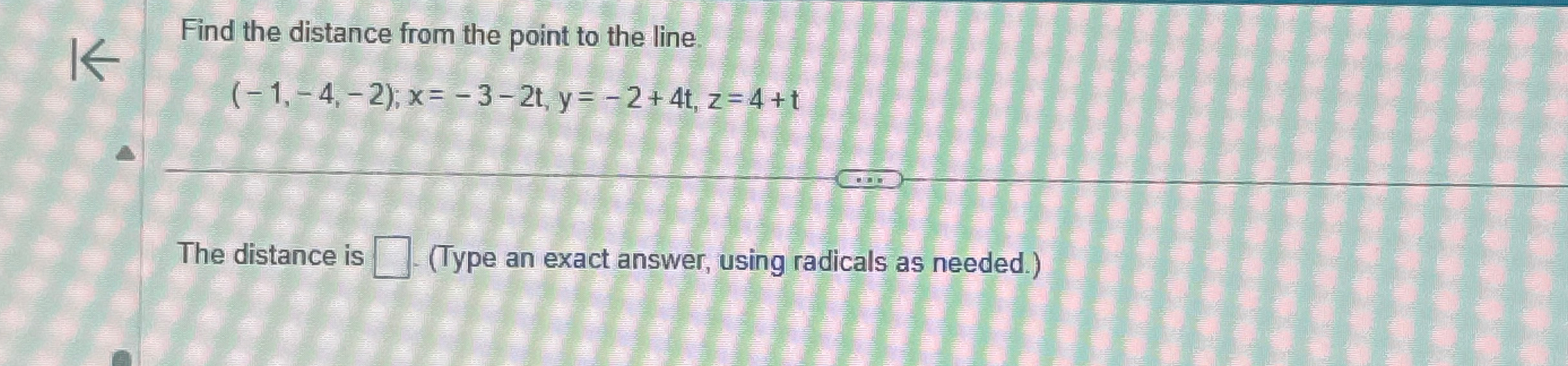 Solved Find the distance from the point to the | Chegg.com