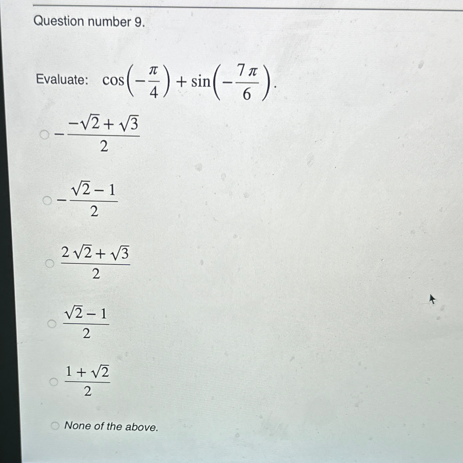 Solved Question number 9.Evaluate: | Chegg.com