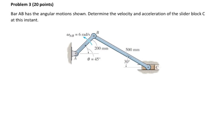 Solved Problem 3 (20 points) Bar AB has the angular motions | Chegg.com