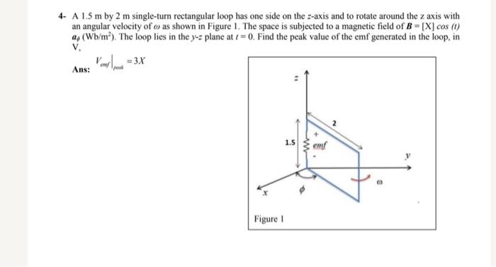Solved 4- A 1.5 m by 2 m single-turn rectangular loop has | Chegg.com