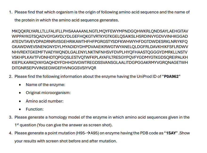 Solved using PyMOL Please find that which organism is the | Chegg.com Solved using PyMOL Please find that which organism is the | Chegg.com