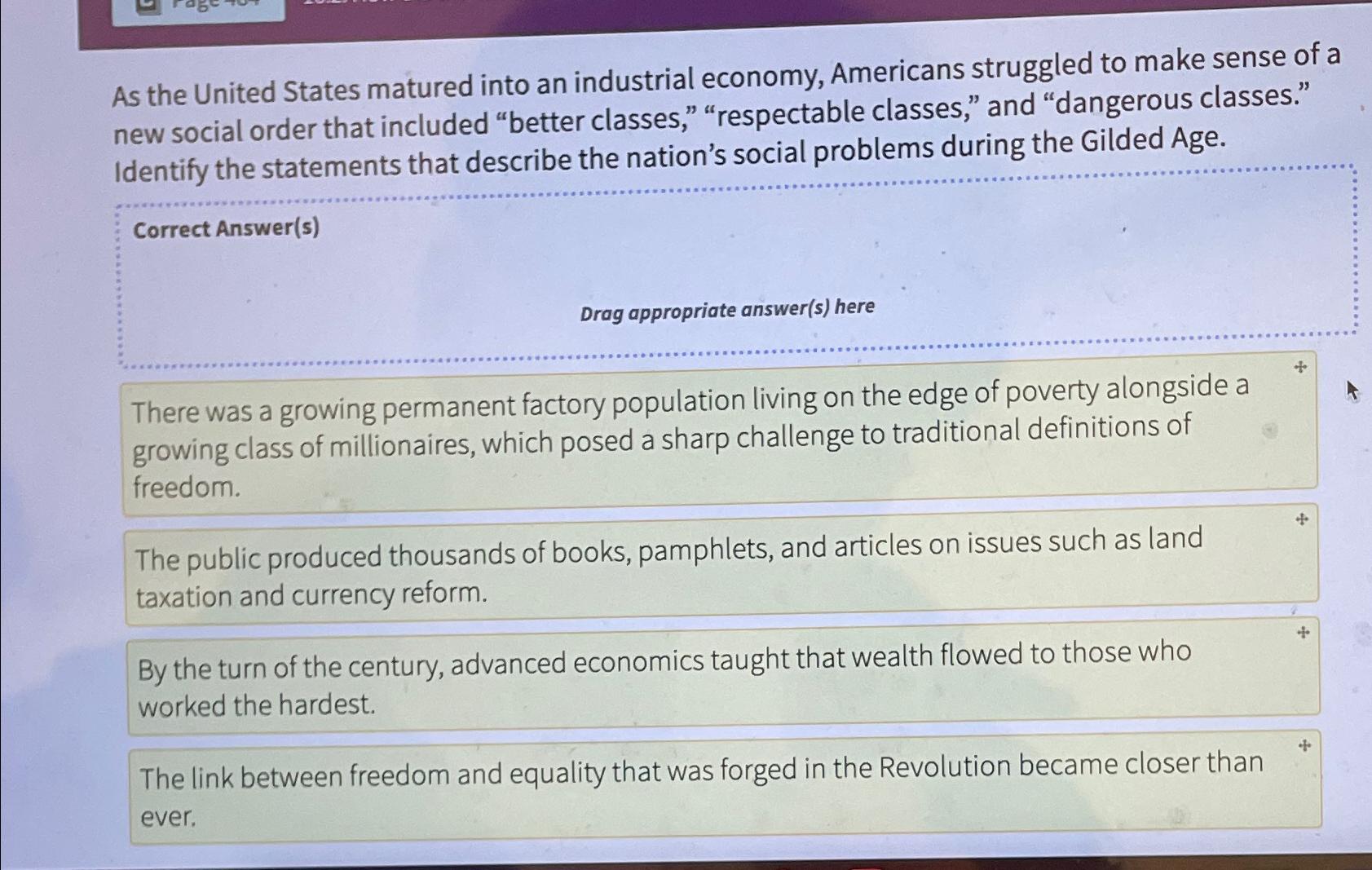 Solved As the United States matured into an industrial | Chegg.com