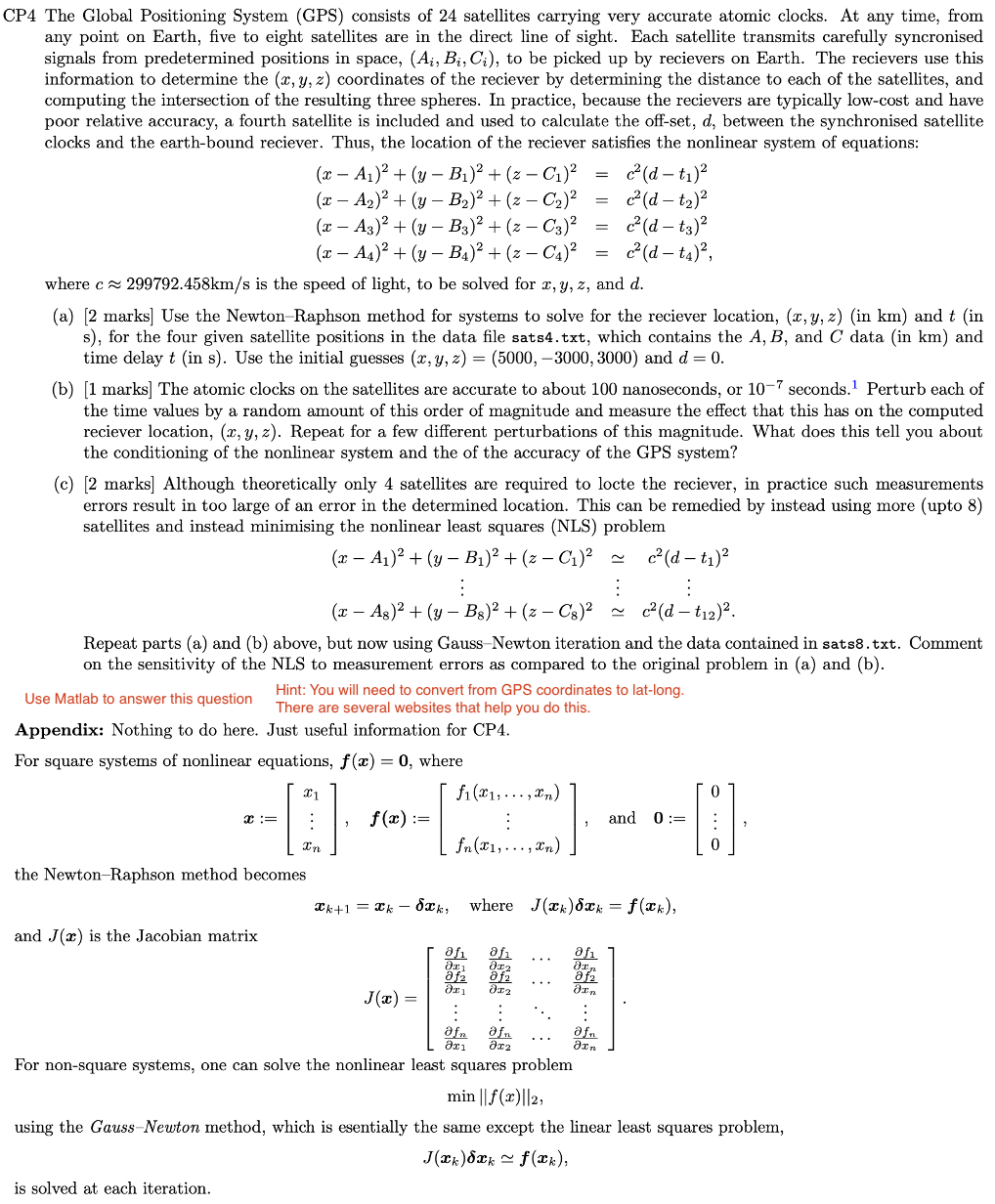 Solved CP4 ﻿The Global Positioning System (GPS) ﻿consists of | Chegg.com