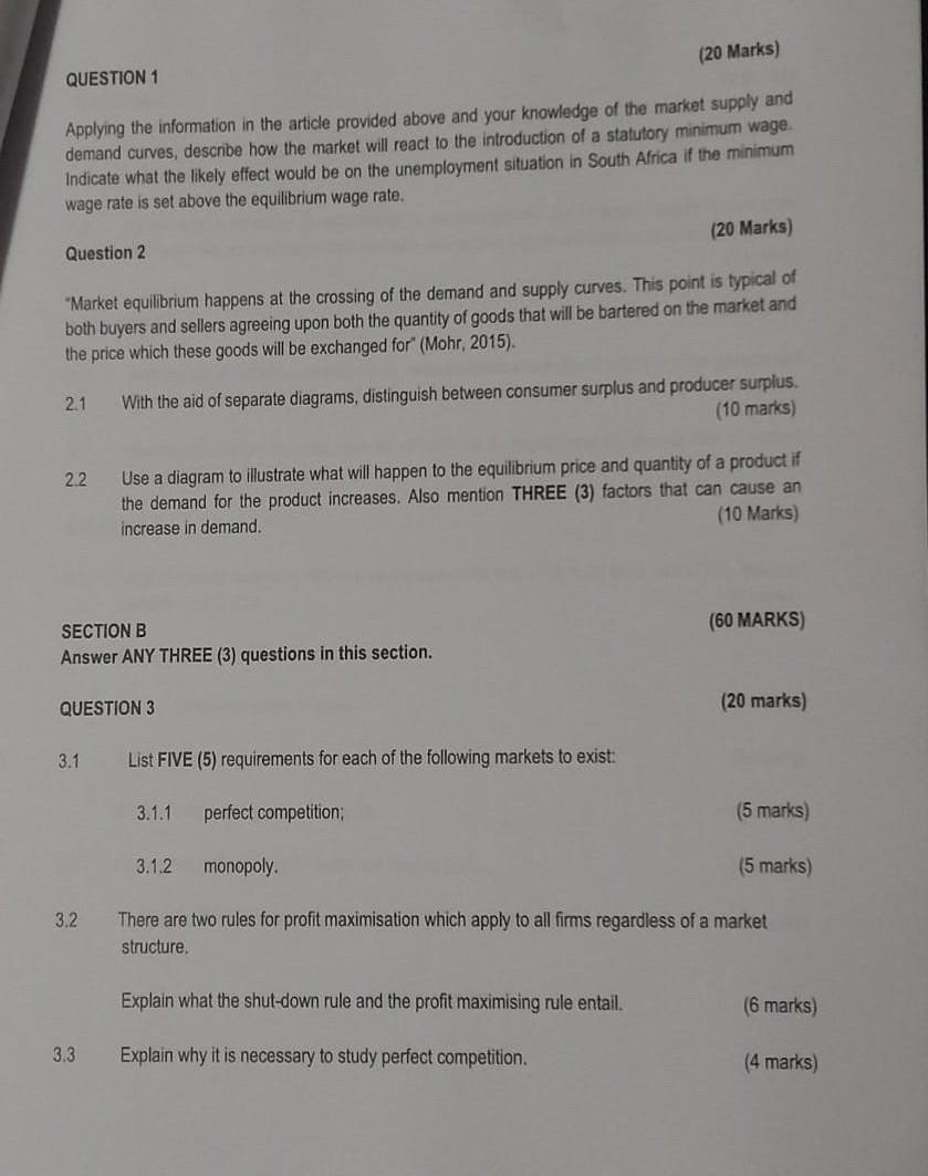 (40 MARKS) SECTION A Answer ALL questions in this | Chegg.com