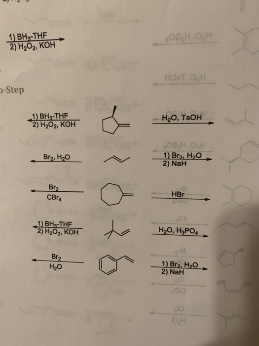 Solved 1) BH3-THF 2) H2O2, KOH HO&T OH p-Step 1) BHg-THF 2) | Chegg.com