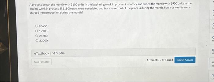 Solved A process began the month with 3100 units in the | Chegg.com