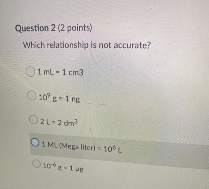 Solved Question 1 (2 points) How many pL (picoliters) are in | Chegg.com