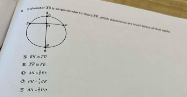 Solved D Eh≅fh B Ef≅fb C Ah 21ef D Fh 21ef E