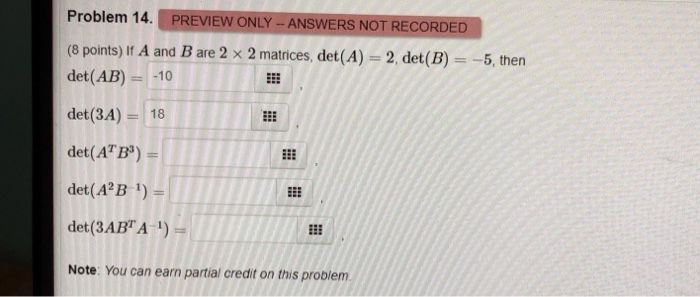 Solved Problem 14. PREVIEW ONLY - ANSWERS NOT RECORDED (8 | Chegg.com
