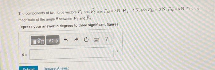 Solved The components of two force vectors F₁ and F2 are: | Chegg.com