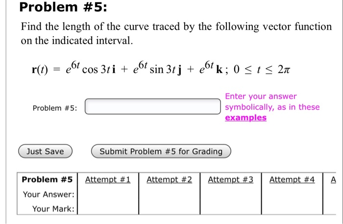 Solved Problem #5: Find the length of the curve traced by | Chegg.com