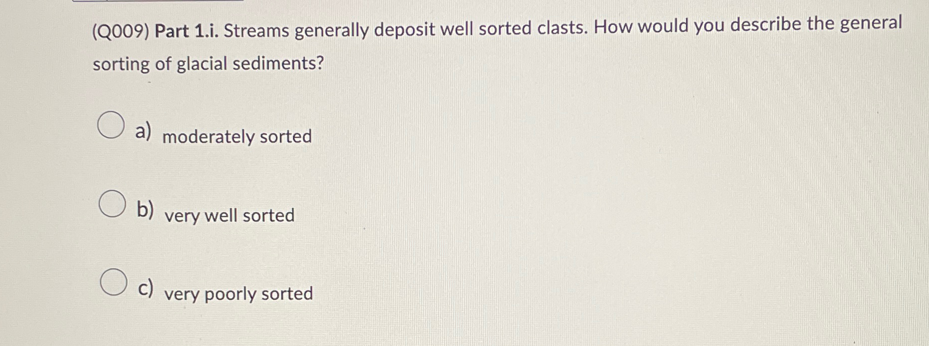 Solved (Q009) ﻿Part 1.i. ﻿Streams generally deposit well | Chegg.com