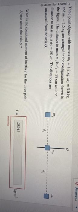 Solved Three point objects with masses m1=1.2 kg,m2=3.0 kg, | Chegg.com