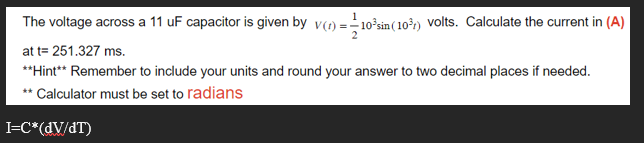 Solved The voltage across a 11uF ﻿capacitor is given by | Chegg.com