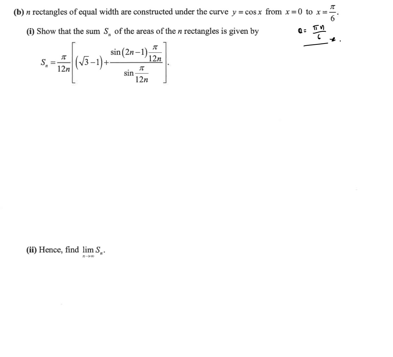 Solved (b) n ﻿rectangles of equal width are constructed | Chegg.com