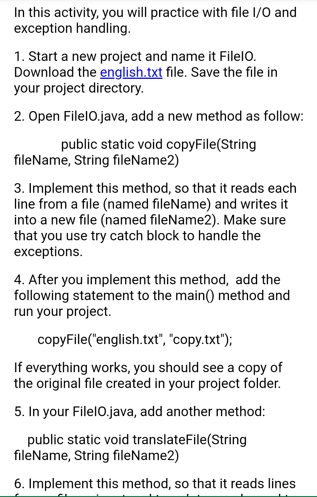 Solved In this activity, you will practice with file I/O and | Chegg.com