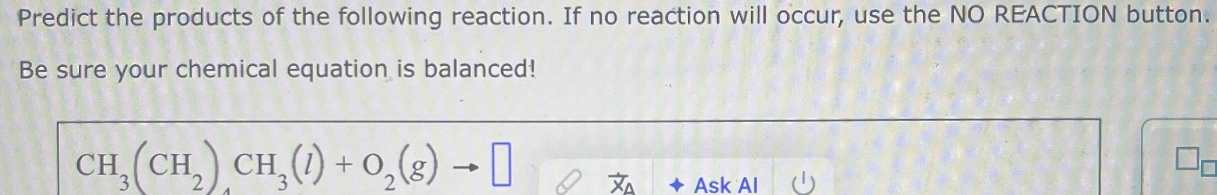 Solved Predict the products of the following reaction. If no | Chegg.com