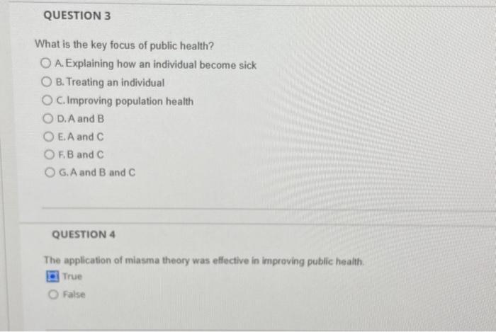 What is the key focus of public health? A. Explaining | Chegg.com
