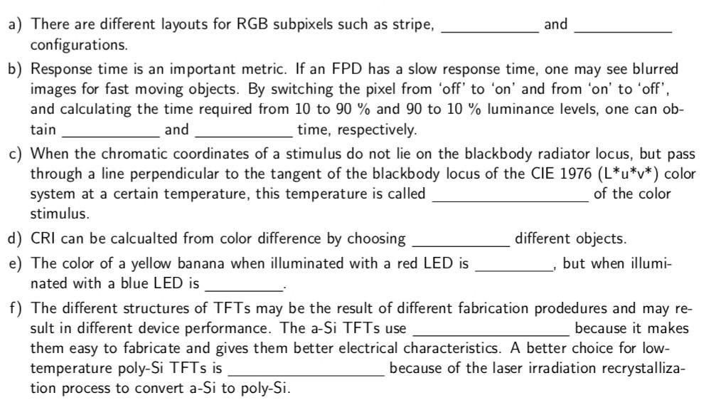 Solved a) There are different layouts for RGB subpixels such | Chegg.com