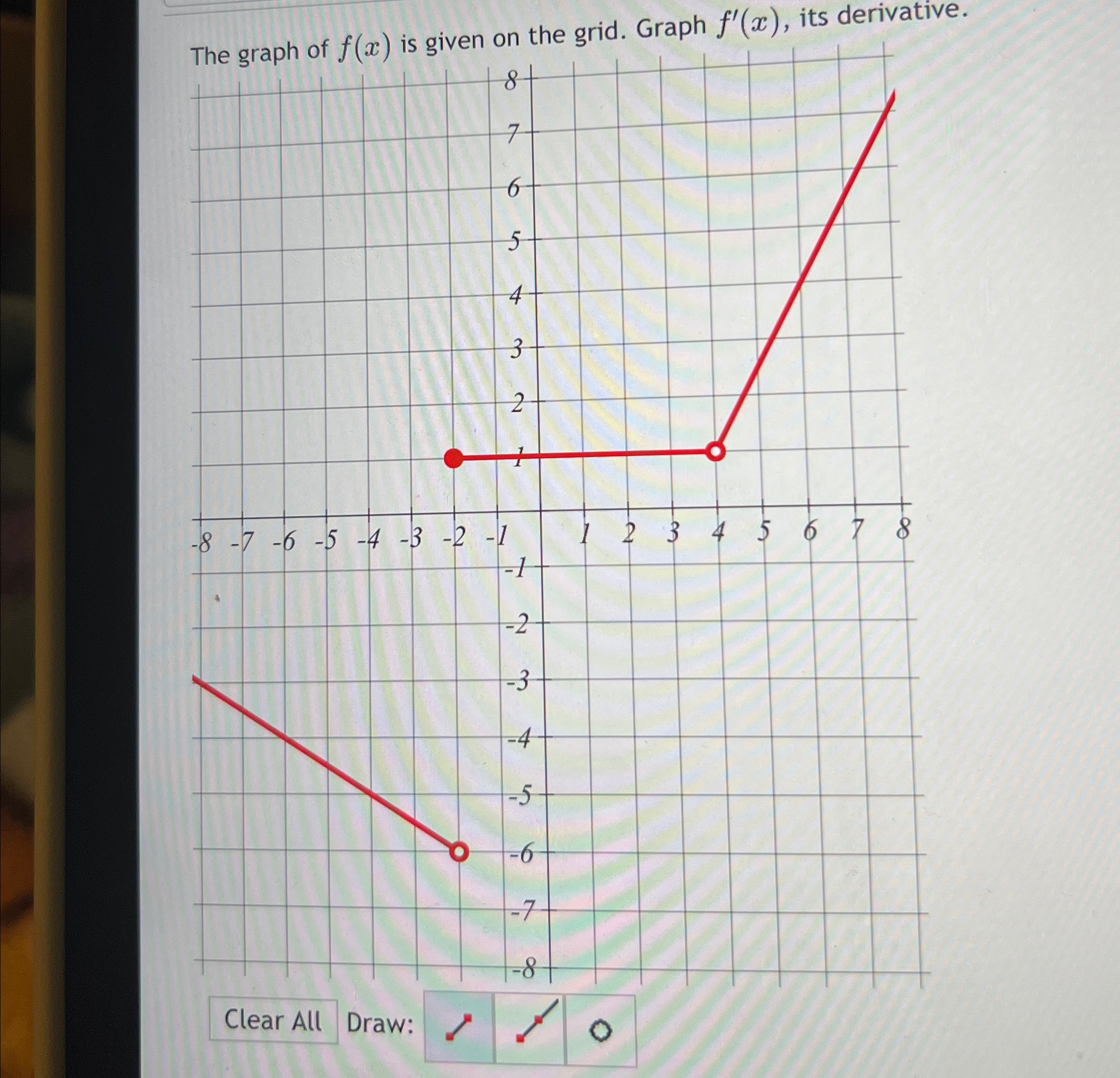 Solved The graph of f(x) ﻿is given on the grid. Graph f'(x), | Chegg.com