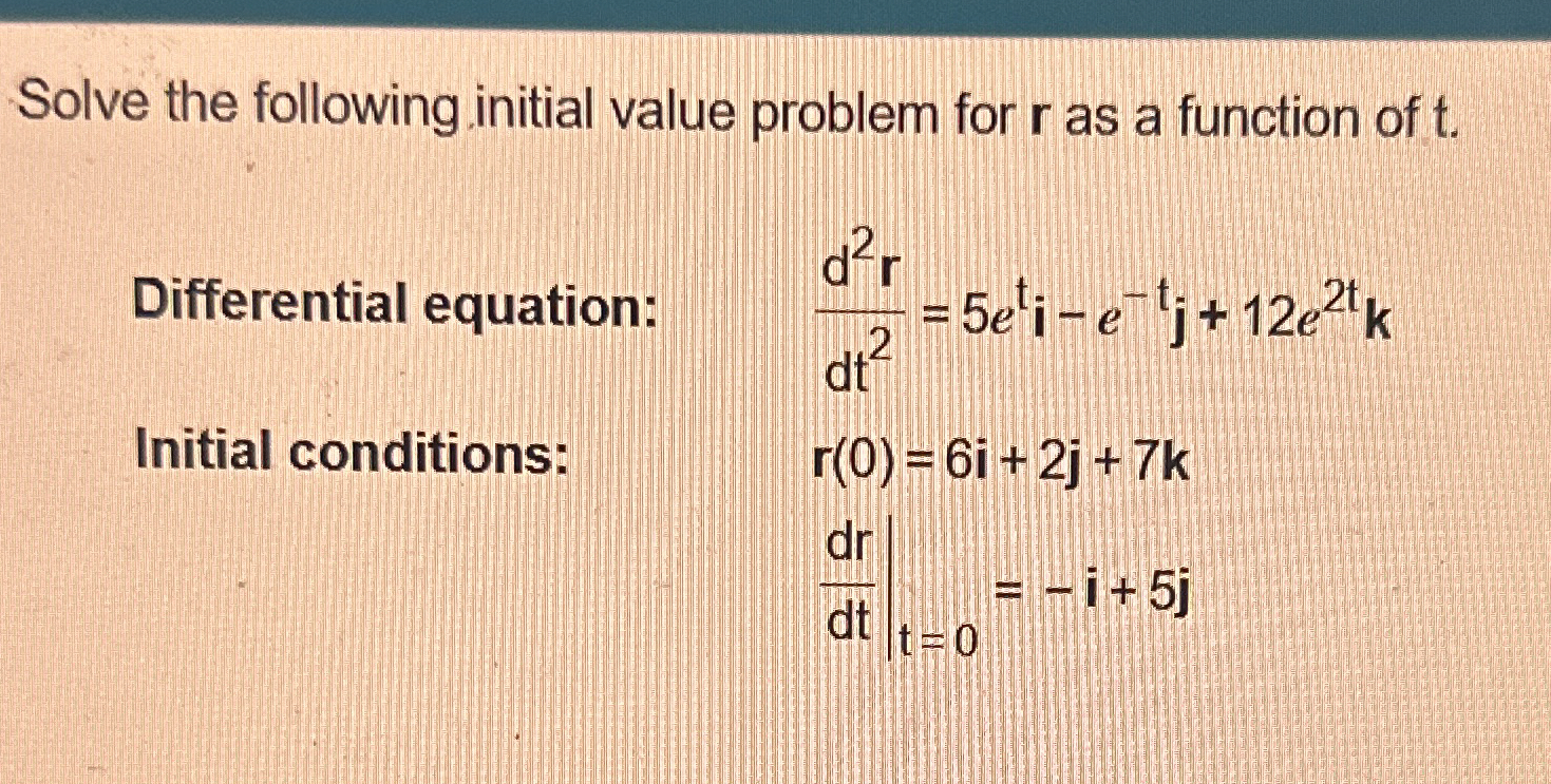 Solved Solve the following initial value problem for r as a | Chegg.com