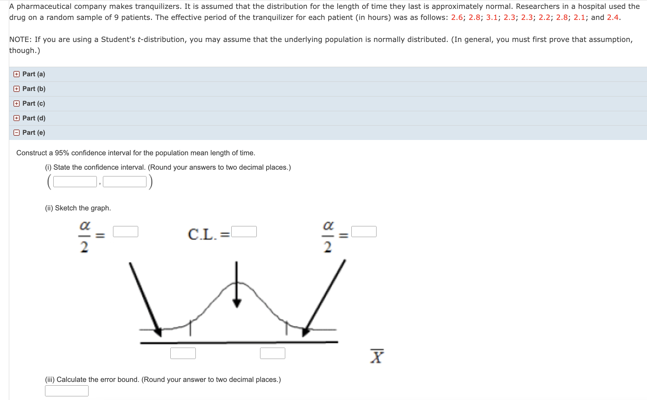 Solved Part (e)Construct a 95% ﻿confidence interval for the | Chegg.com