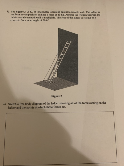 Solved 3) See Figure 3. A 5,0 m long ladder is leaning | Chegg.com