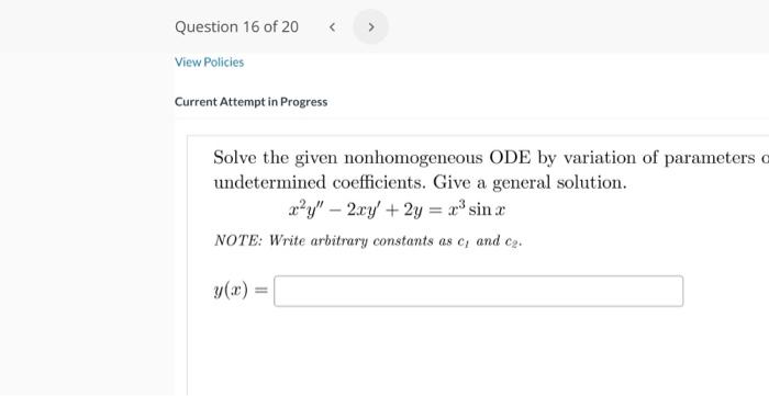 Solved Current Attempt in Progress Solve the given | Chegg.com