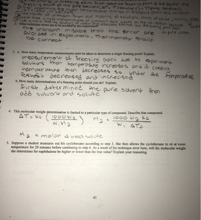freezing point of the pure solvent, AT. | Chegg.com