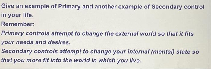 Solved Give an example of Primary and another example of | Chegg.com