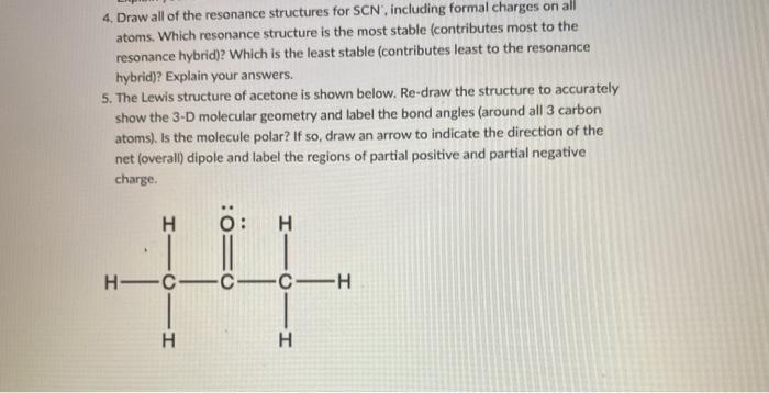 Solved 4. Draw all of the resonance structures for SCN, | Chegg.com