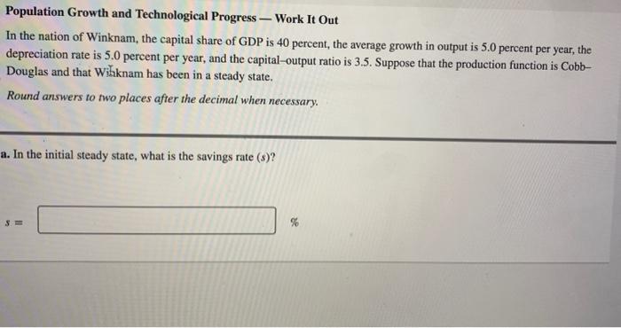 Solved Population Growth and Technological Progress - Work | Chegg.com