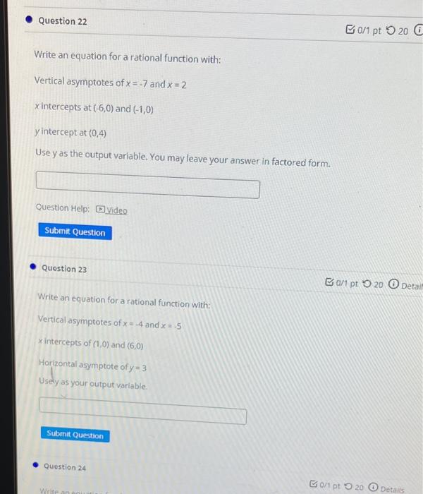 Solved Question 22 B0/1 pt 20 Write an equation for a | Chegg.com Solved Question 22 B0/1 pt 20 Write an equation for a | Chegg.com