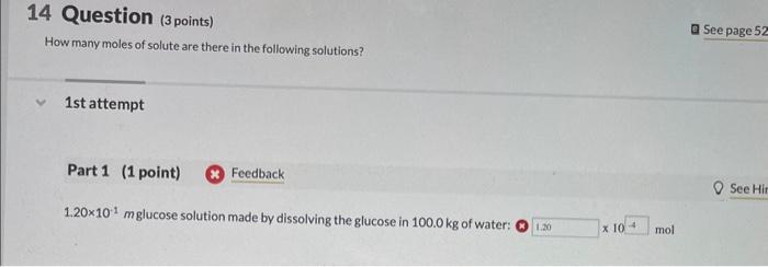Solved How many moles of solute are there in the following | Chegg.com