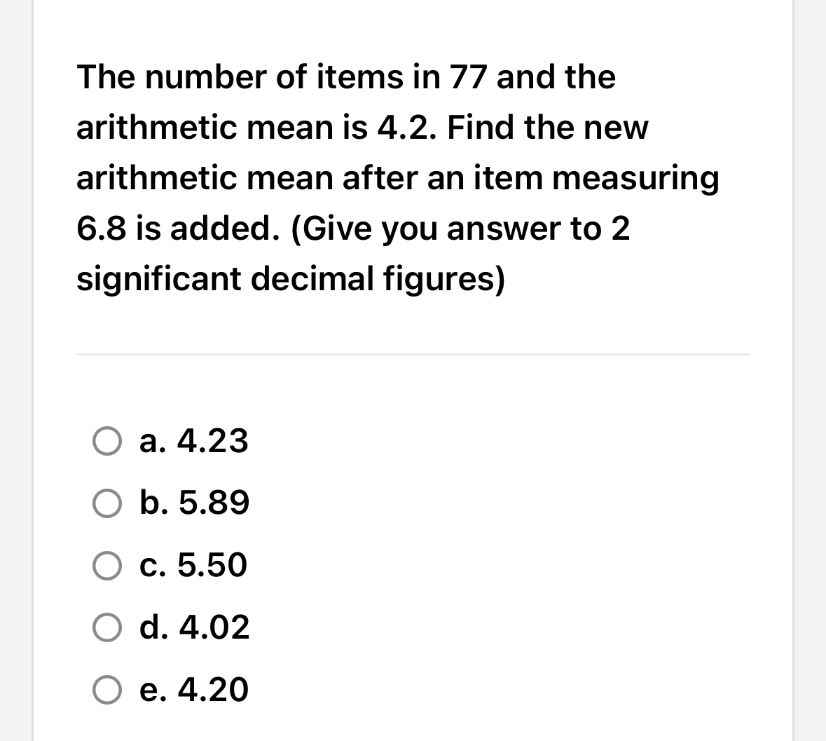 Solved The number of items in 77 ﻿and the arithmetic mean is | Chegg.com